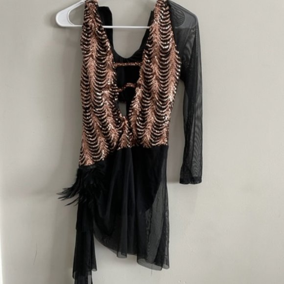 Kelle | Dresses | Black And Gold Sequin Salsa Or Dance Costume | Poshmark